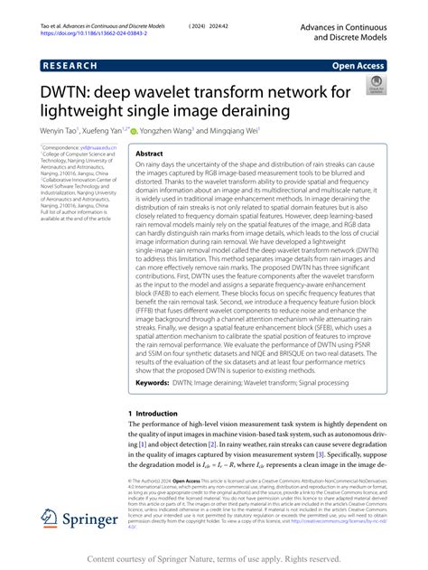 Pdf Dwtn Deep Wavelet Transform Network For Lightweight Single Image Deraining