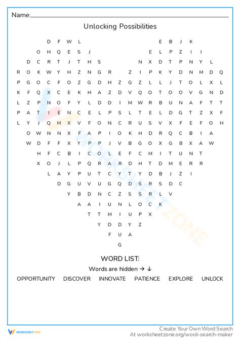 Unlocking Possibilities Worksheet