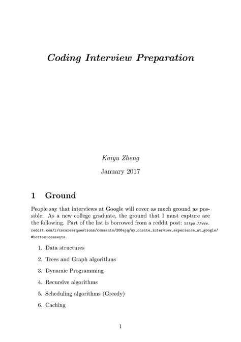 Coding Interview Prep Coding Interview Preparation Kaiyu Zheng January Ground People
