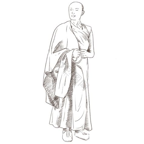 线描和尚僧侣僧人png下载 包图网