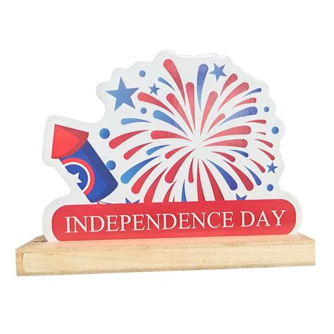 Patriotic Memorial Day Decorations Stars And Stripes Patriotic Slogan Wooden Tabletop Ornament