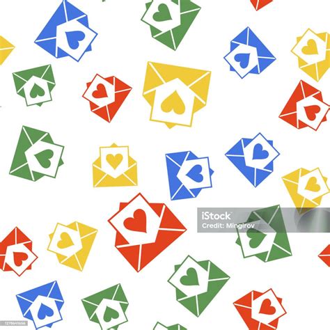 발렌타인 하트 아이콘흰색 배경에 매끄러운 패턴을 고립 색 봉투 편지 사랑과 로맨스 벡터 봉투에 대한 스톡 벡터 아트 및 기타 이미지 봉투 2월 가능성 Istock