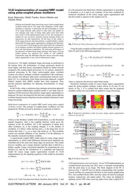 Pdf Vlsi Implementation Of Coupled Mrf Model Using Pulse Coupled