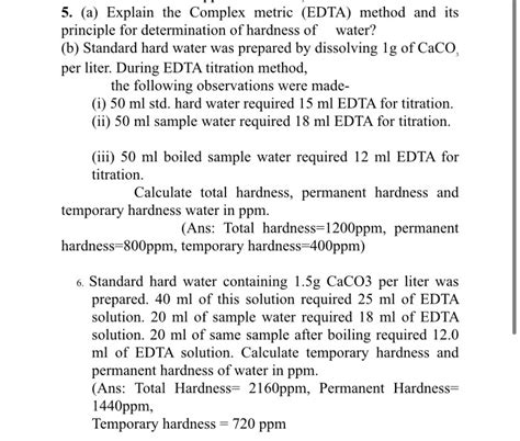A Explain The Complex Metric Edta Method And Its Principle For Determ