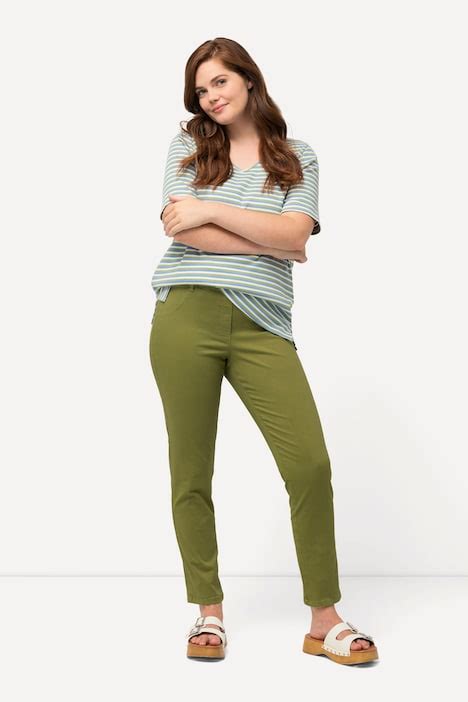 Eco Cotton Elastic Waist Stretch Jeggings Sage Ulla Popken