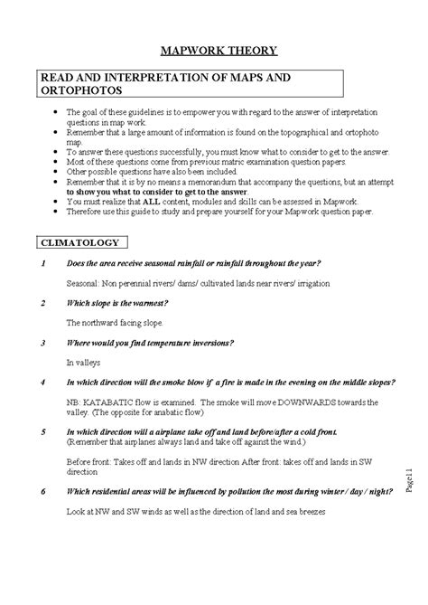 Geography Grade 12 Mapwork Theory And Interpretation Notes Studocu