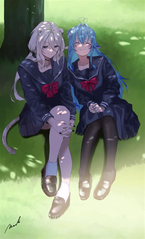 Shishiro Botan And Yukihana Lamy Hololive Drawn By Machispace Danbooru