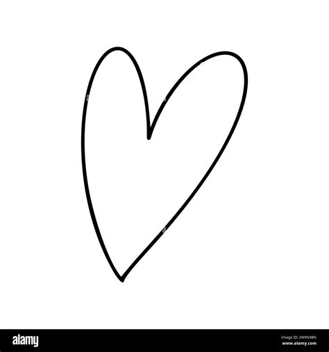 Hand Drawn Love Heart Vector Logo Line Illustration Black Outline