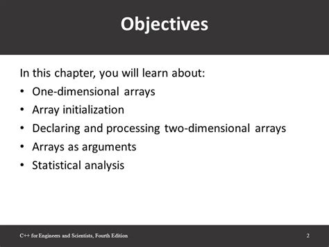 Chapter 7: Arrays. In this chapter, you will learn about: One-dimensional arrays Array ...