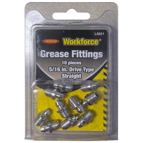10 Piece Straight 516 Drive Type Grease Fittings L5621 — Northeast