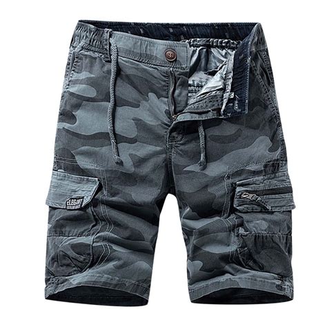 Hfyihgf Mens Camo Cargo Shorts Relaxed Fit Lightweight Multi Pocket Camouflage Outdoor Twill