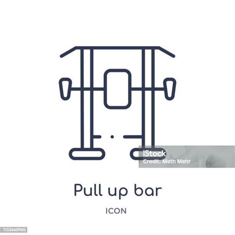 선형 체육관 장비 개요 컬렉션에서 바 아이콘을 당겨 얇은 라인 흰색 배경에 고립 된 바 아이콘을 당겨 당겨 바 유행 그림 거리에 대한 스톡 벡터 아트 및 기타 이미지
