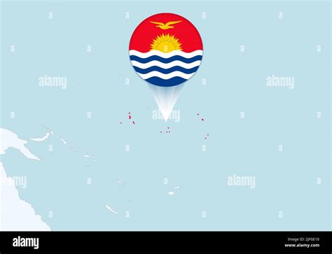 Oceania With Selected Kiribati Map And Kiribati Flag Icon Vector Map