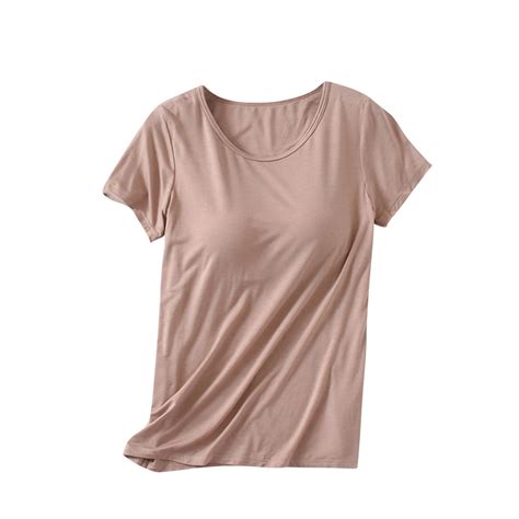 Frsasu Womens Built In Bra Pads Braless Loungewear Pajamas Crewneck