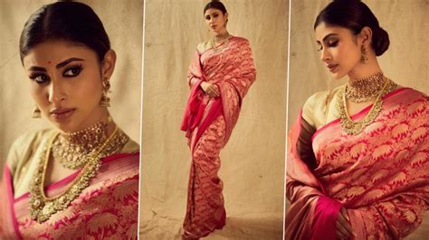 Mouni Roy Looks Drop Dead Gorgeous In Pink Banarasi Silk Saree Paired