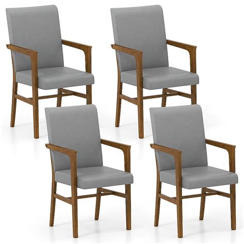 Costway Mid Century Modern Dining Chairs Set Of 4 Upholstered Accent