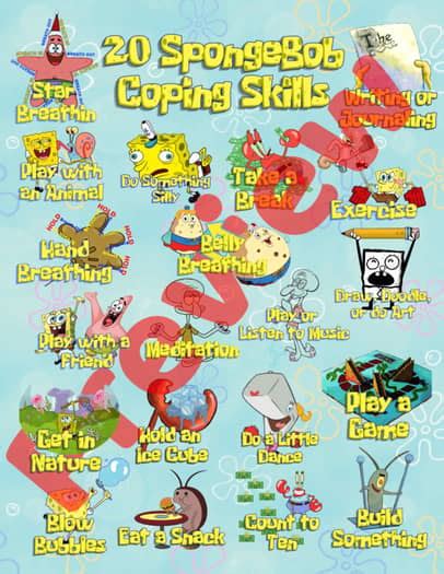 20 Spongebob Coping Skills Poster By Mental Health Enjoyment Tpt