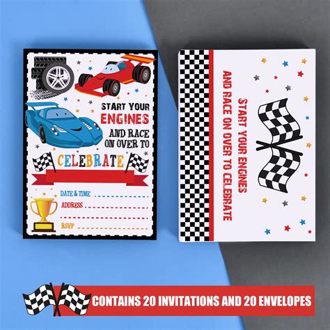 Wernnsai Racing Car Party Invitation With Envelopes 20 Count Race Car