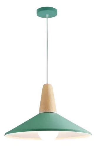 Lampara Colgante Metal Nordica Plato Deco Simil Madera Led MercadoLibre