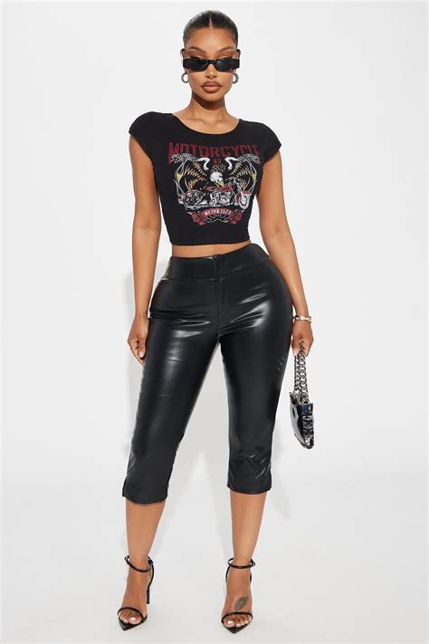 Meet Me Here Faux Leather Capri Pant Black Fashion Nova