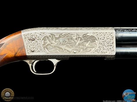 Exhibition Grade A Tuscano Engraved Ithaca Mod 37 Game Scene Very Rare Full Coverage Engraving