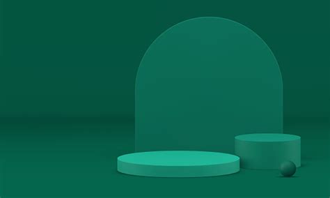3d 연단 실린더 기초 기둥 구 수직 곡선 벽 쇼룸 디자인 현실적인 벡터 녹색에 대한 스톡 벡터 아트 및 기타 이미지 녹색