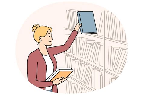 Premium Vector Smiling Librarian Work In Library