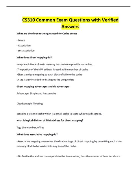 CS Common Exam Questions With Verified Answers CS Stuvia US