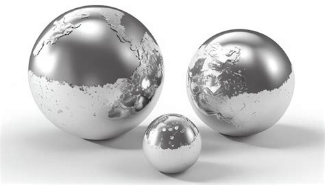 Premium Ai Image Isolated Silver Globes In Top Perspective On A White Background