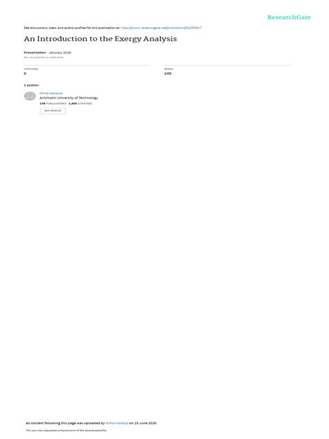 An Introductiontothe Exergy Analysis Pdf Exergy Entropy