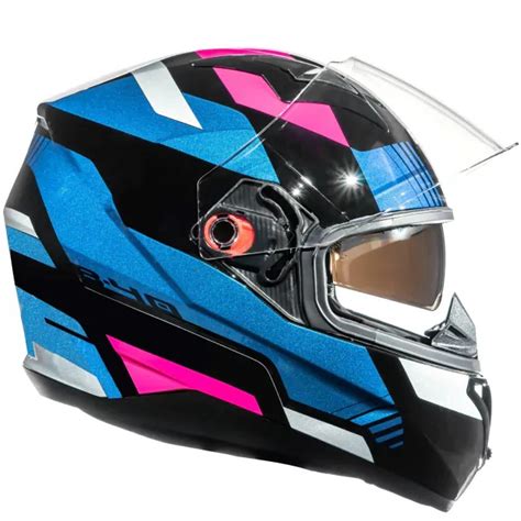 Capacete Bieffe B 40 Spect Preto Rosa C Viseira Solar