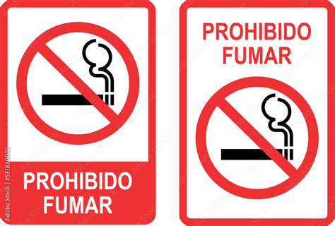 Señal Cartel Prohibido Fumar En Español Stock Vector Adobe Stock