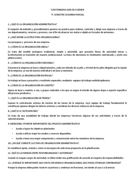 Guía De Examen 2o Parcial 7o Semestre Primera Parte Pdf Business