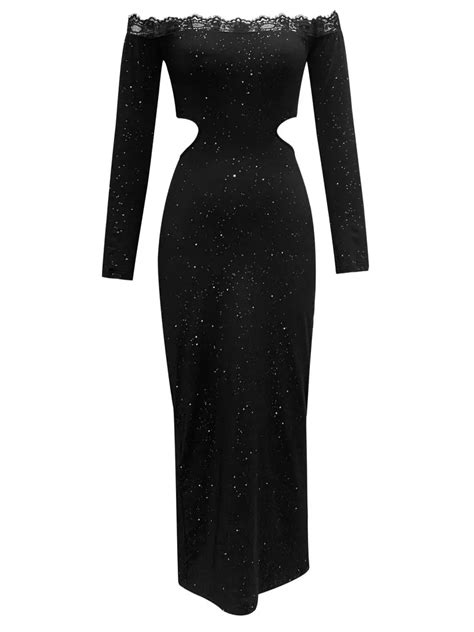 فستان بأكمام طويلة مزين بالترتر الأنيق للحفلات والولائم، Temu Saudi