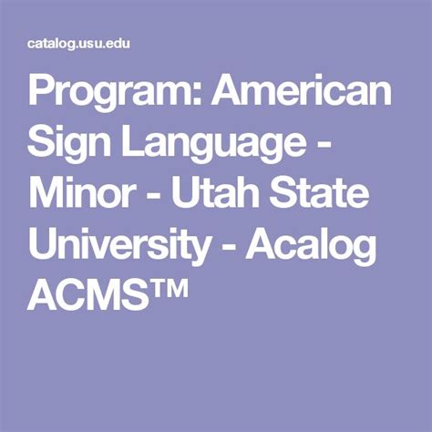 Program American Sign Language Minor Utah State University