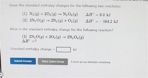 Solved Given the standard enthalpy changes for the following | Chegg.com