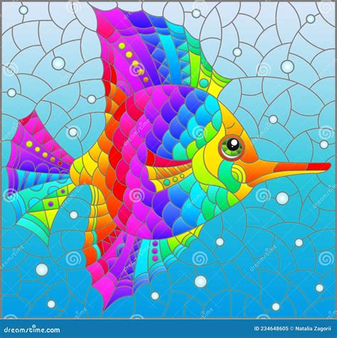 Illustration En Vitrail Avec Un Scalaire De Poisson Arc En Ciel