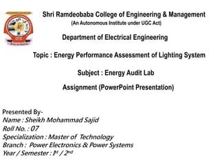 Energy Performance Assessment Of Lighting Systems PPTX