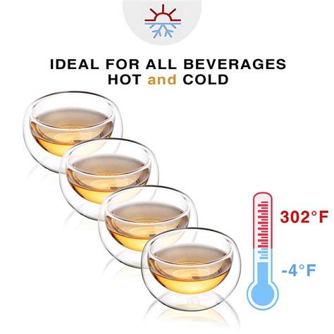 34oz 51oz Elegant Double Walled Insulated Glass Tea Cup 4 Pcs Slonmall
