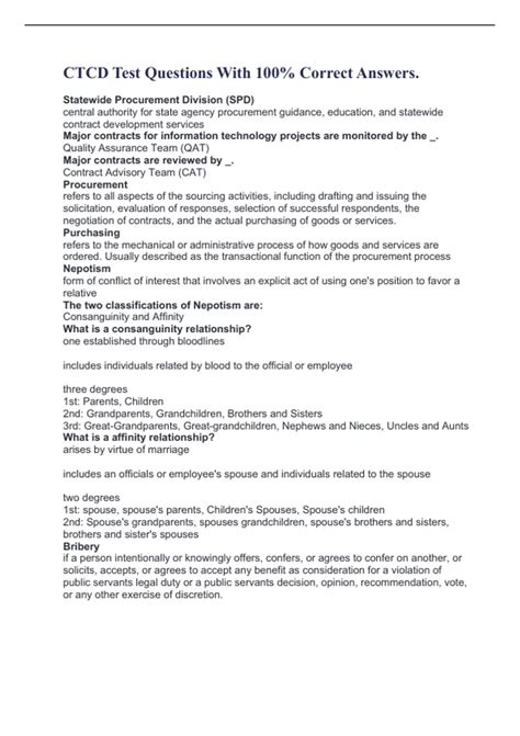 Ctcd Test Questions With 100 Correct Answers Uf Spc 2608 Stuvia Us