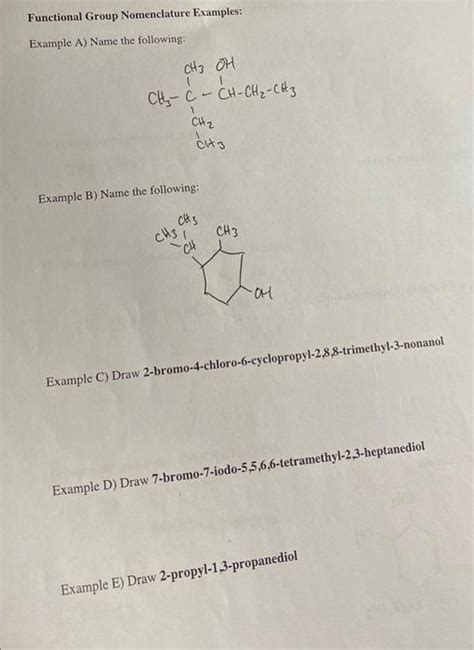 Solved Functional Group Nomenclature Examples Example A Chegg Com