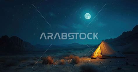 الرمال الذهبية الناعمة والطبيعة، خيمة شعبية في المناطق الصحراوية