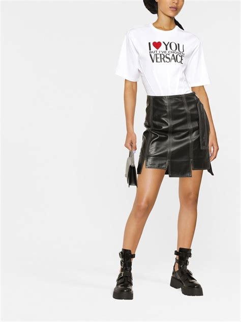 Versace Slogan Print Cotton T Shirt White Farfetch