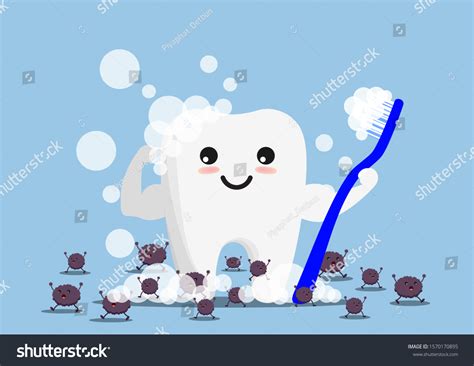Happy Tooth Icon Cute Tooth Characters Stock Vector Royalty Free