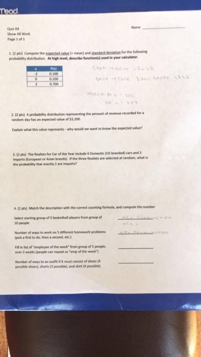 Solved Compute The Expected Value Mean And Standard Chegg