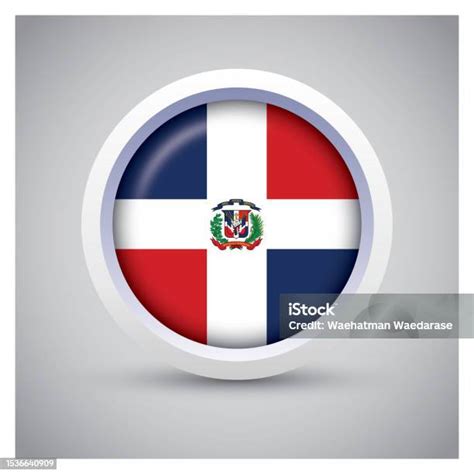 도미니카 공화국 국기 깃발 아이콘 표준 색상이 있는 흰색 단추 0명에 대한 스톡 벡터 아트 및 기타 이미지 0명 3차원 형태 공동체 Istock