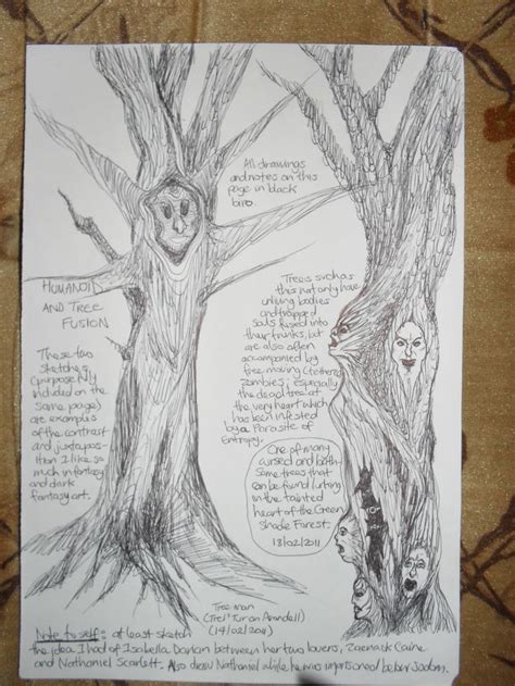 A Trel Tur A Tree Man And A Corrupted Tree Concept Sketches Sketches Fairy Tree