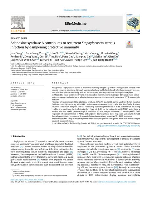 Pdf Adenosine Synthase A Contributes To Recurrent Staphylococcus