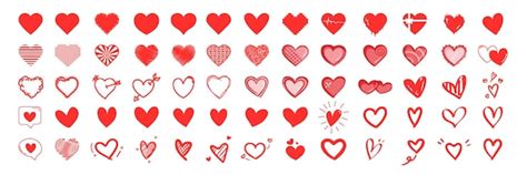 Hart Vector Iconen Set Van Liefde Symbolen Geïsoleerd Zwart Hart Hand