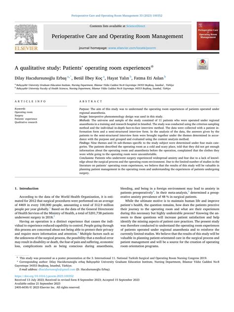 Pdf A Qualitative Study Patients Operating Room Experiences